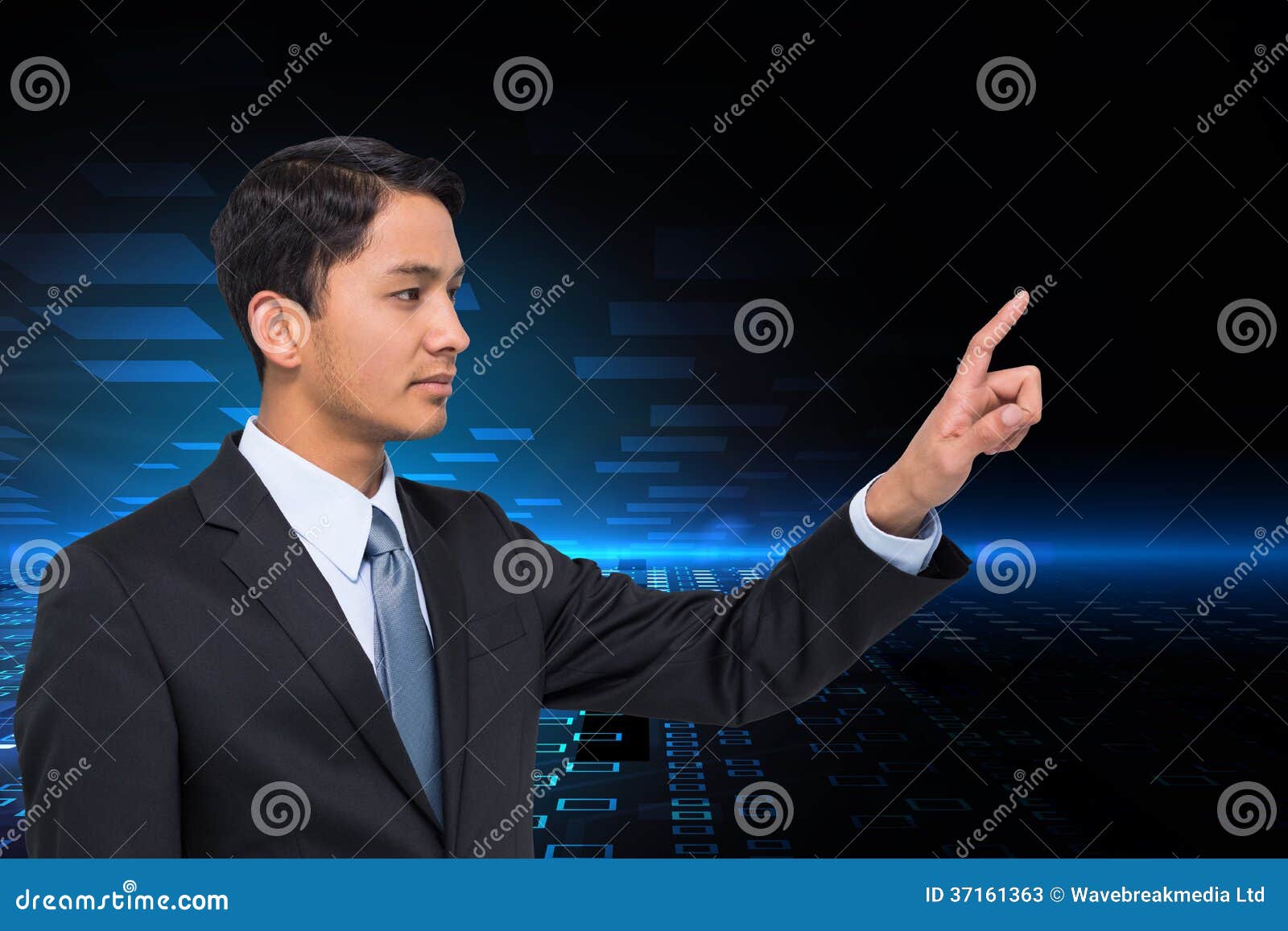 Stern Asian Businessman Pointing Stock Image - Image of black, pattern ...