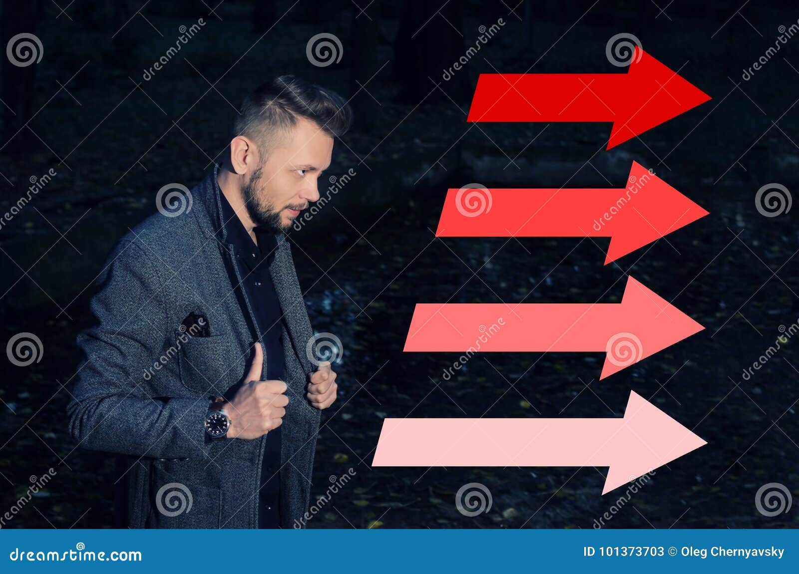 Stern Bearded Man in an Aggressive Pose with His Hands on Lapels Stock ...