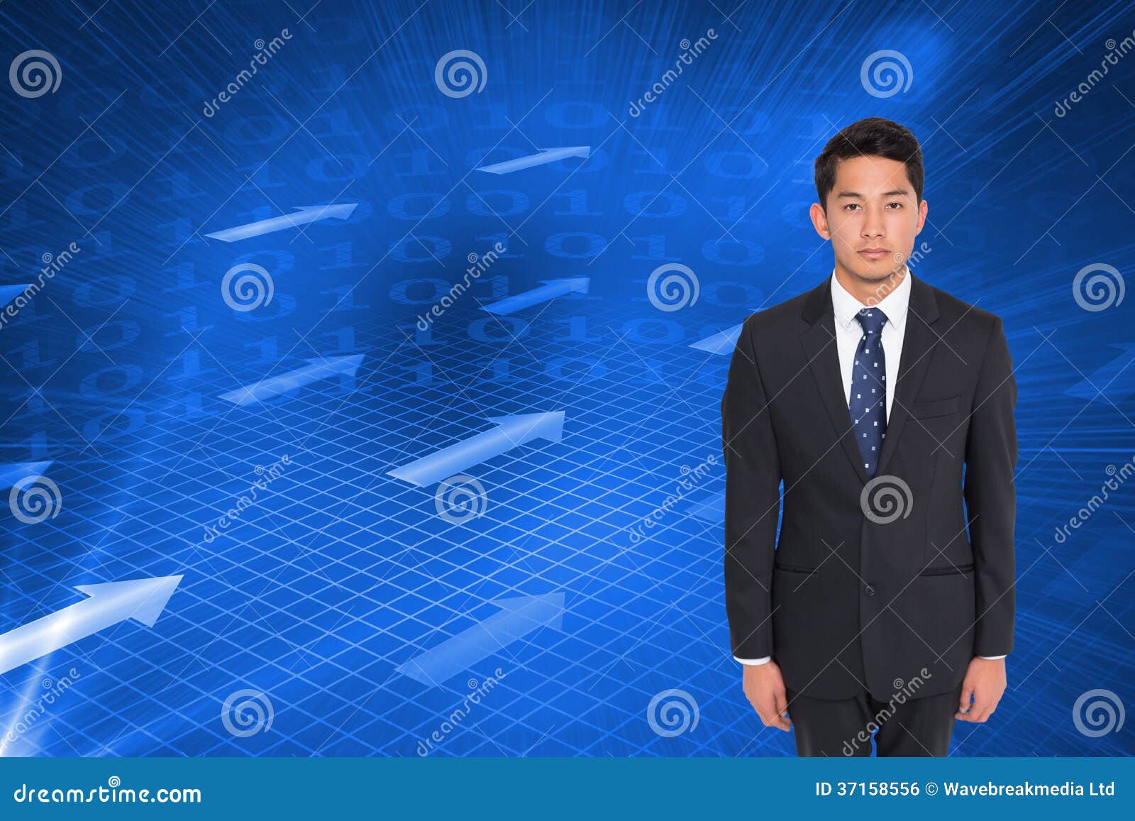 Stern Businessman Looking at Camera Stock Photo - Image of glowing ...