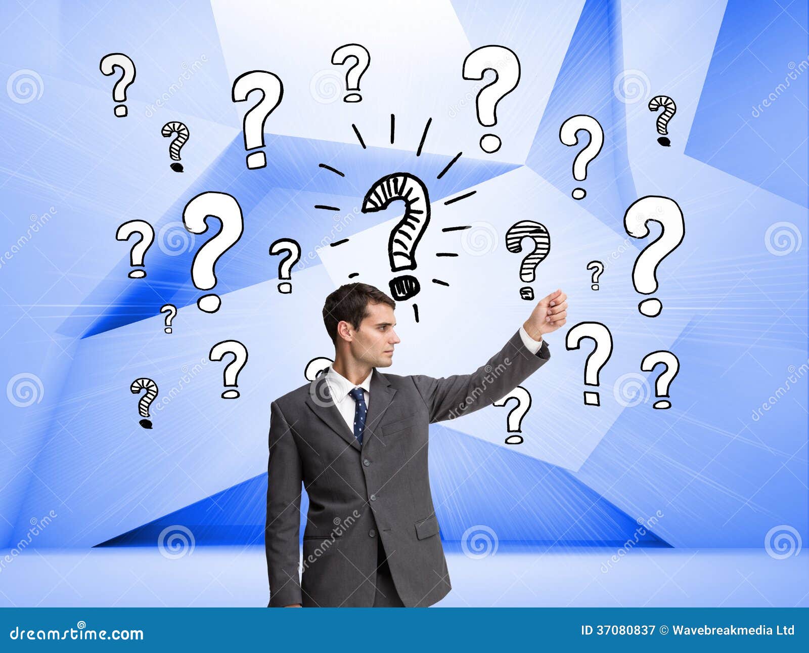 Stern businessman pointing stock image. Image of blue - 37080837