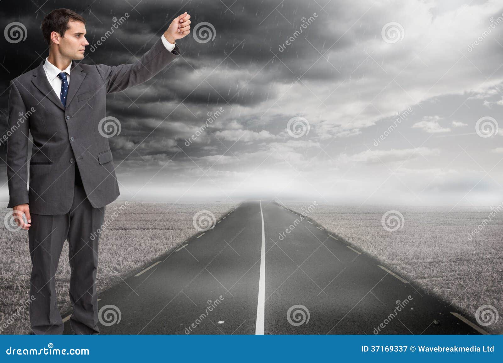 Stern businessman pointing stock image. Image of grey - 37169337