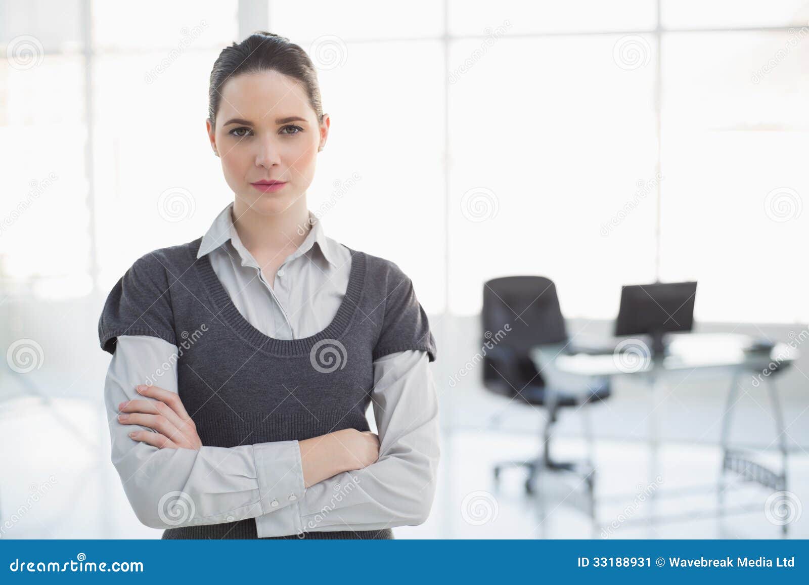 Stern businesswoman posing stock image. Image of office - 33188931