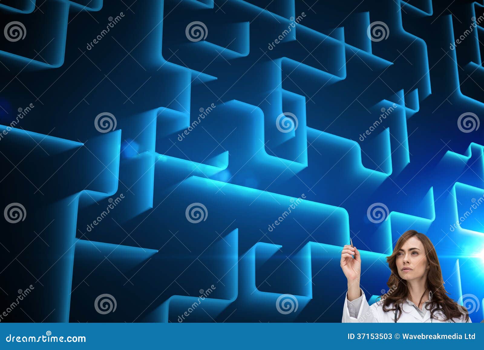 Stern doctor pointing stock image. Image of blue, digitally - 37153503