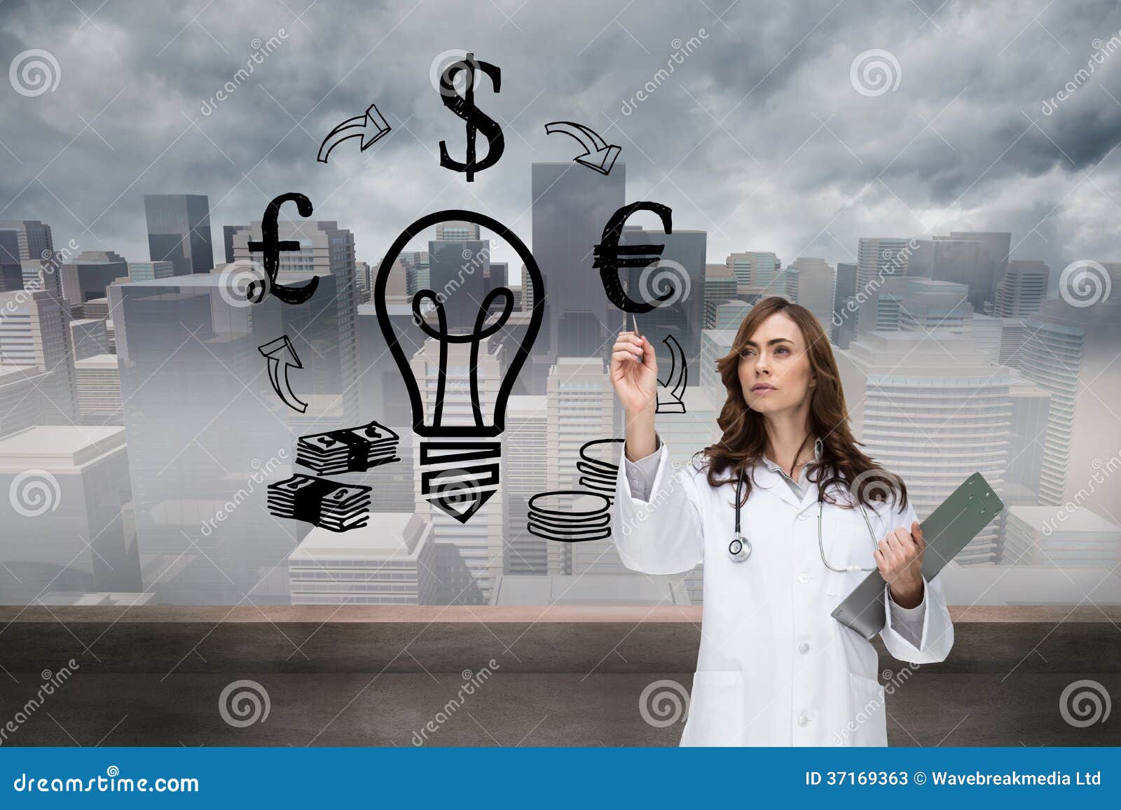 Stern doctor pointing stock image. Image of grey, skyscraper - 37169363