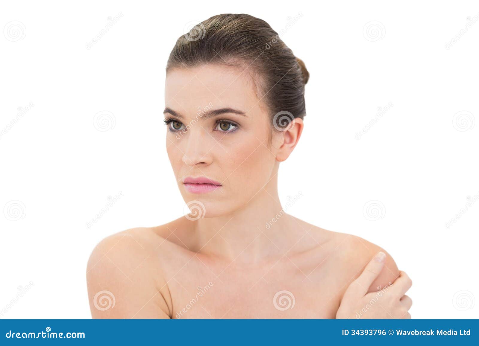 Stern Natural Brown Haired Model Looking Away Stock Photo - Image of ...