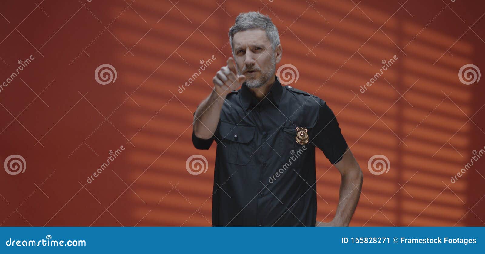Stern Policeman Talking To Camera Stock Image - Image of bearded ...