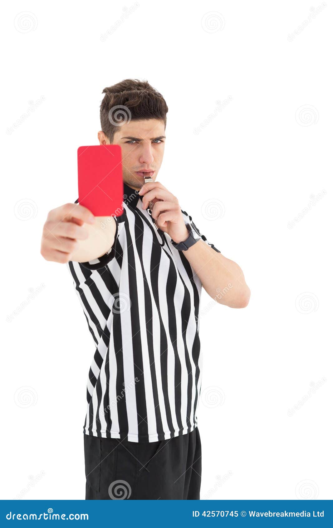 Stern Referee Showing Red Card Stock Image - Image of stern, isolated ...