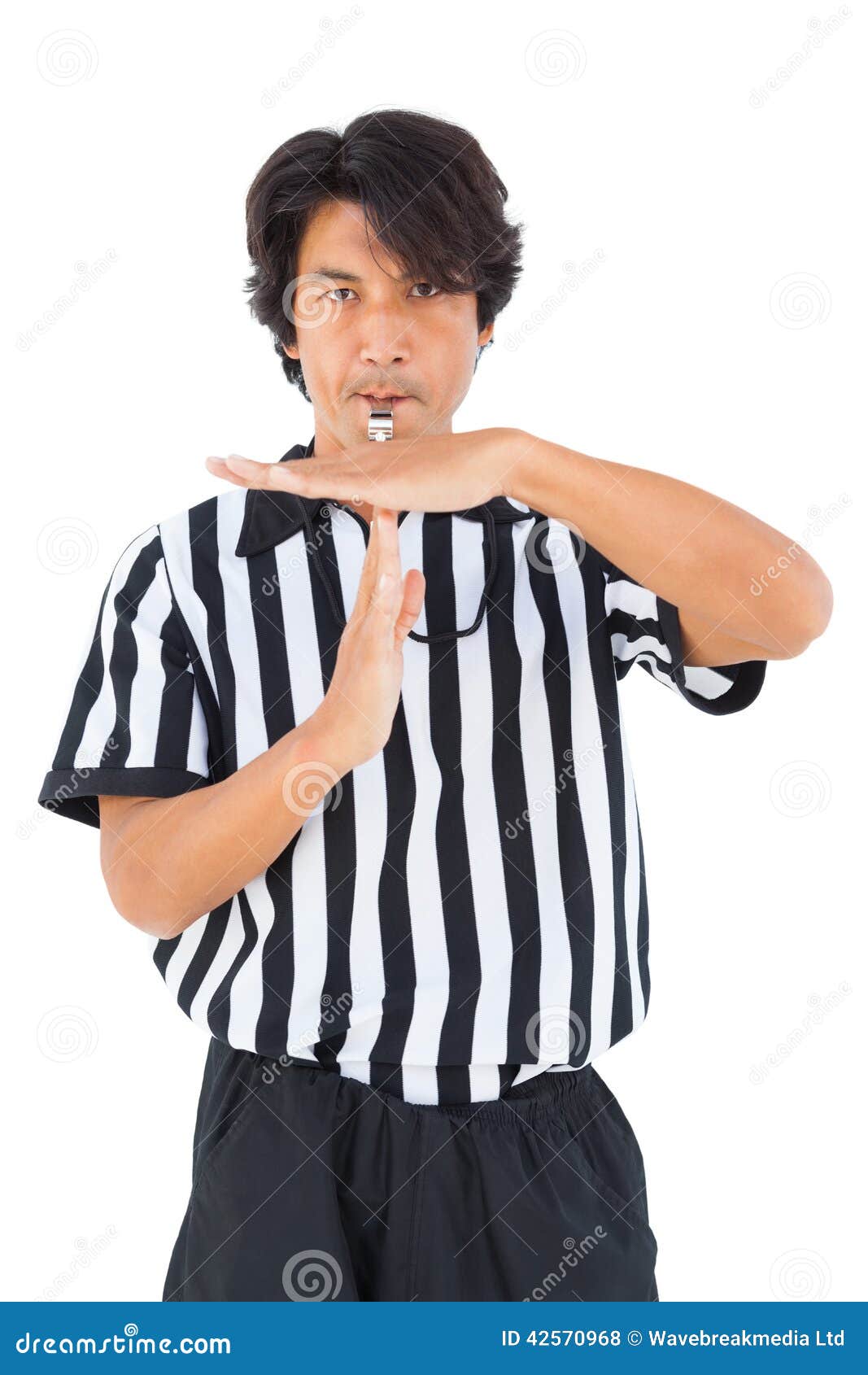 Stern Referee Blowing His Whistle Royalty-Free Stock Photography ...