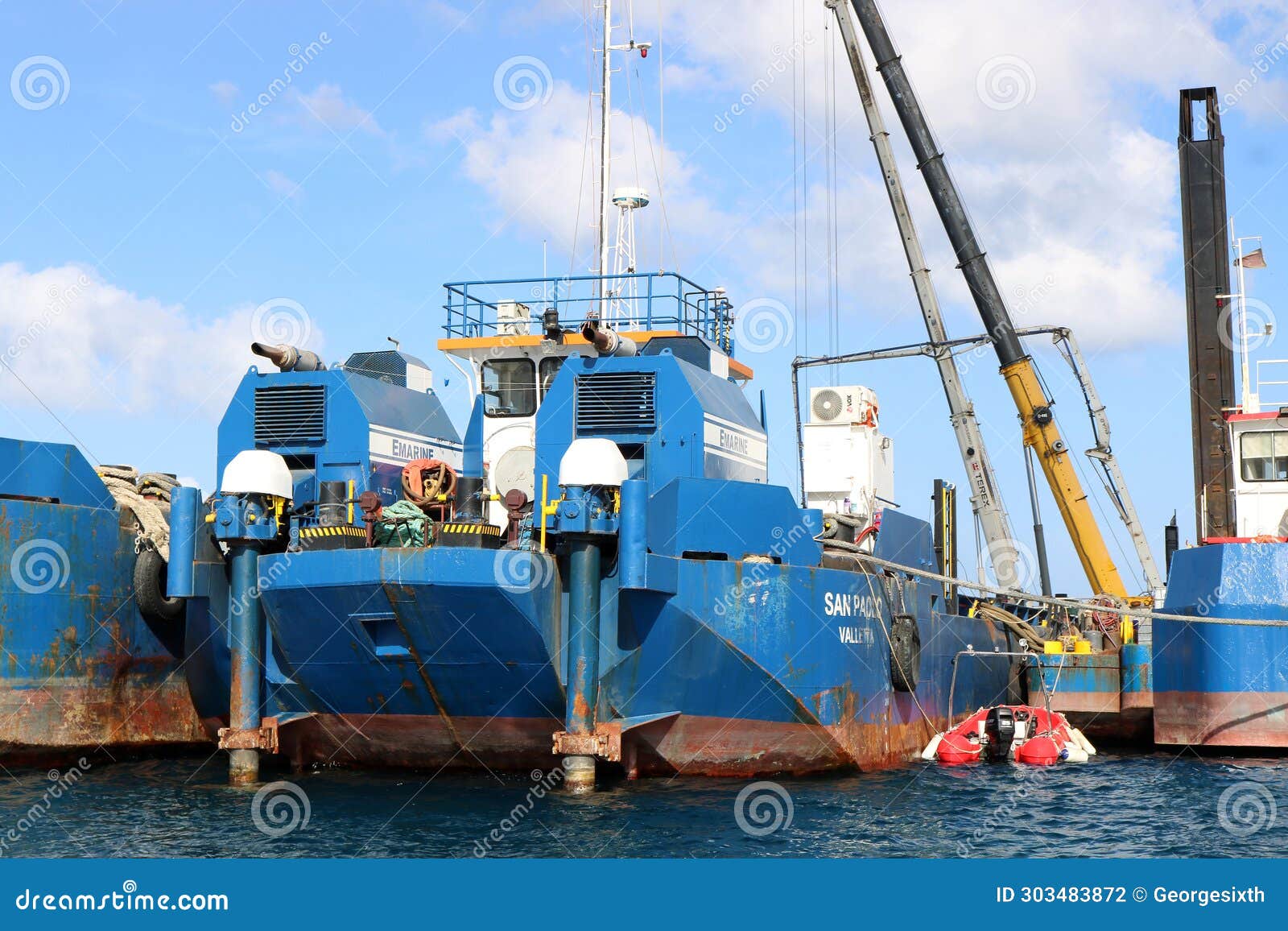 Motor Hopper Barge Anchored On Yangtze River. Royalty-Free Stock Image ...