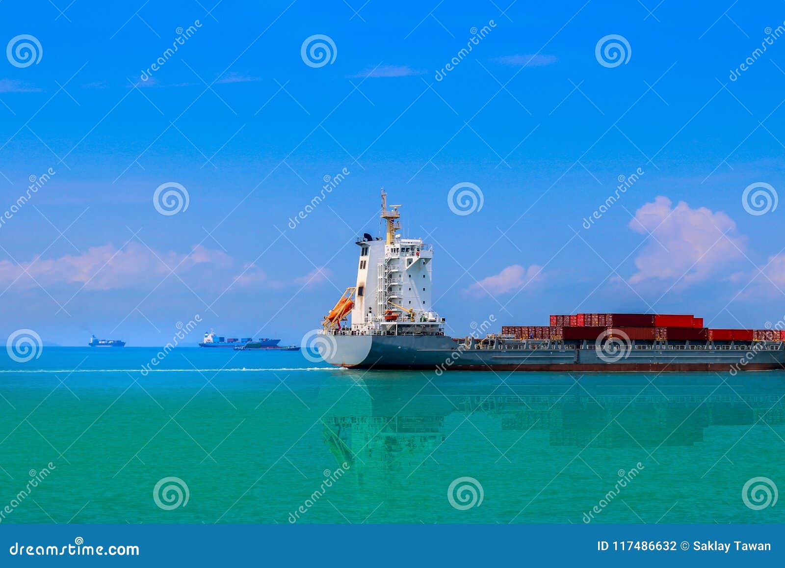 Stern Cargo Ship Sailing in the Sea Stock Photo - Image of business ...