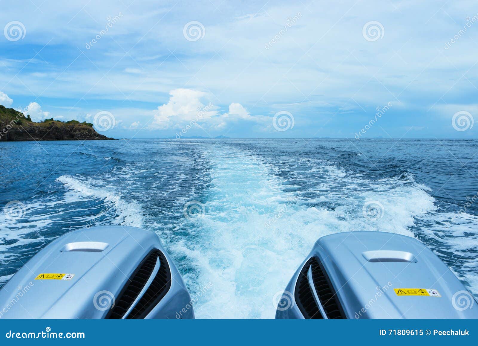 Stern Wave Back of Large Speed Boat with Two Engines Stock Image ...