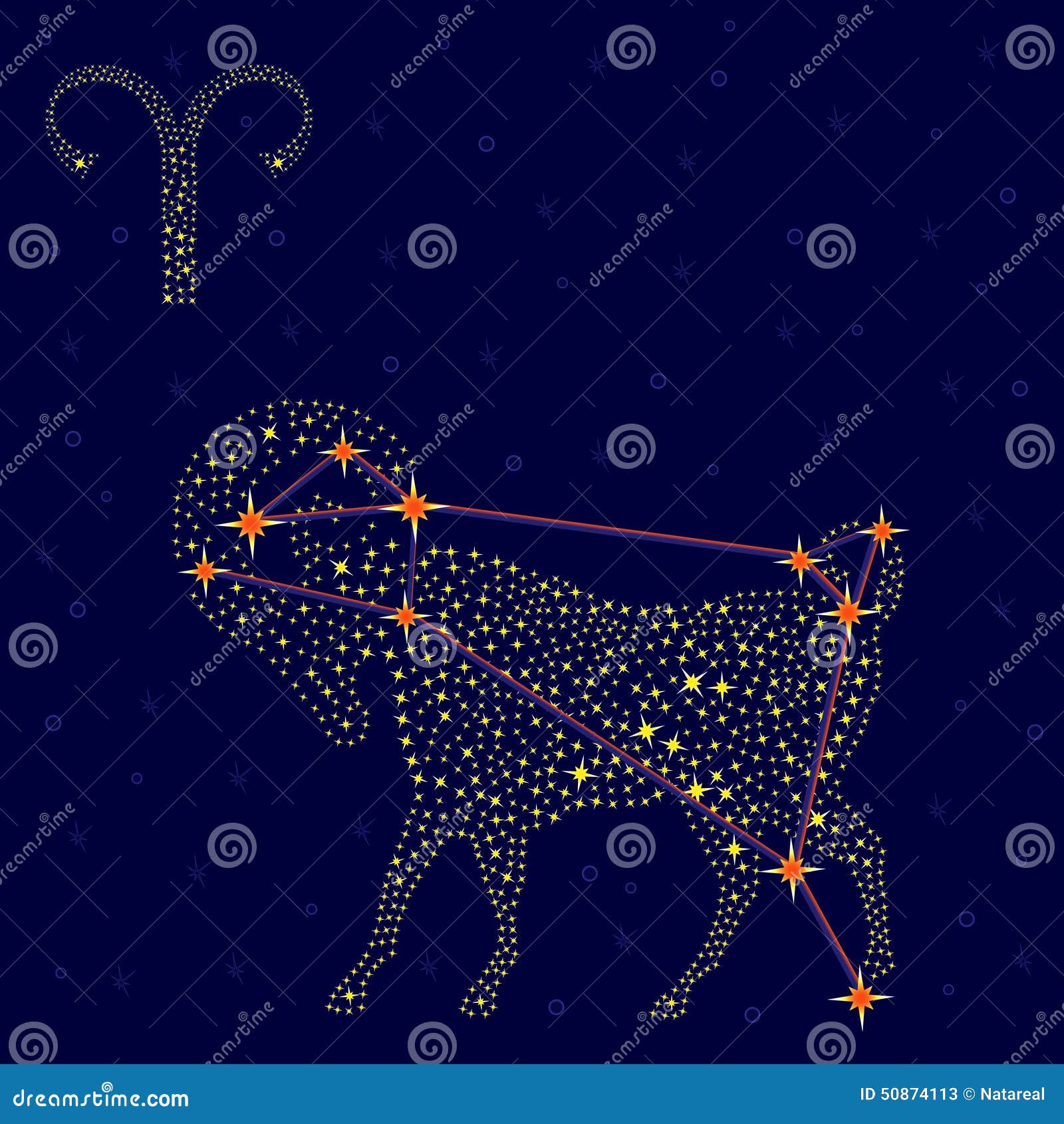 Sternzeichen-Widder über Sternenklarem Himmel Stock Abbildung ...