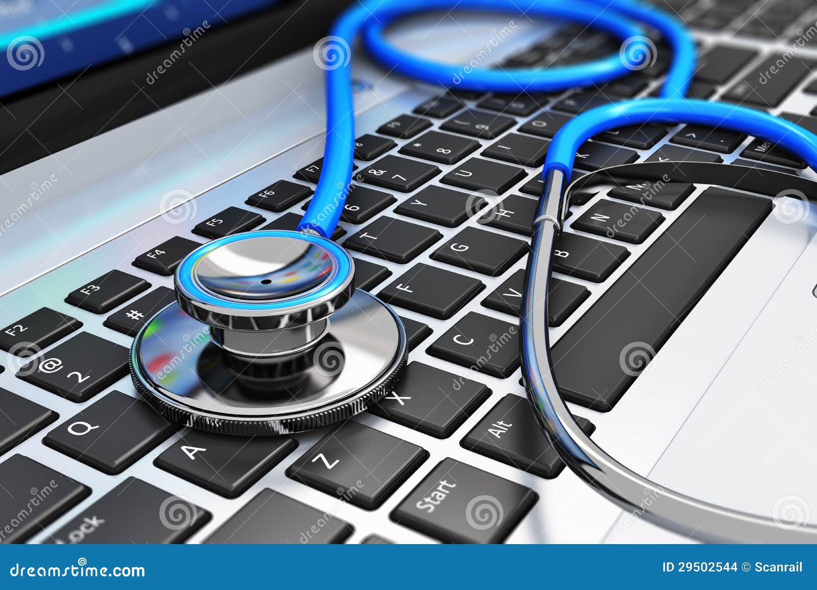 Stethoscoop Op Laptop Toetsenbord Stock Illustratie - Illustration of ...