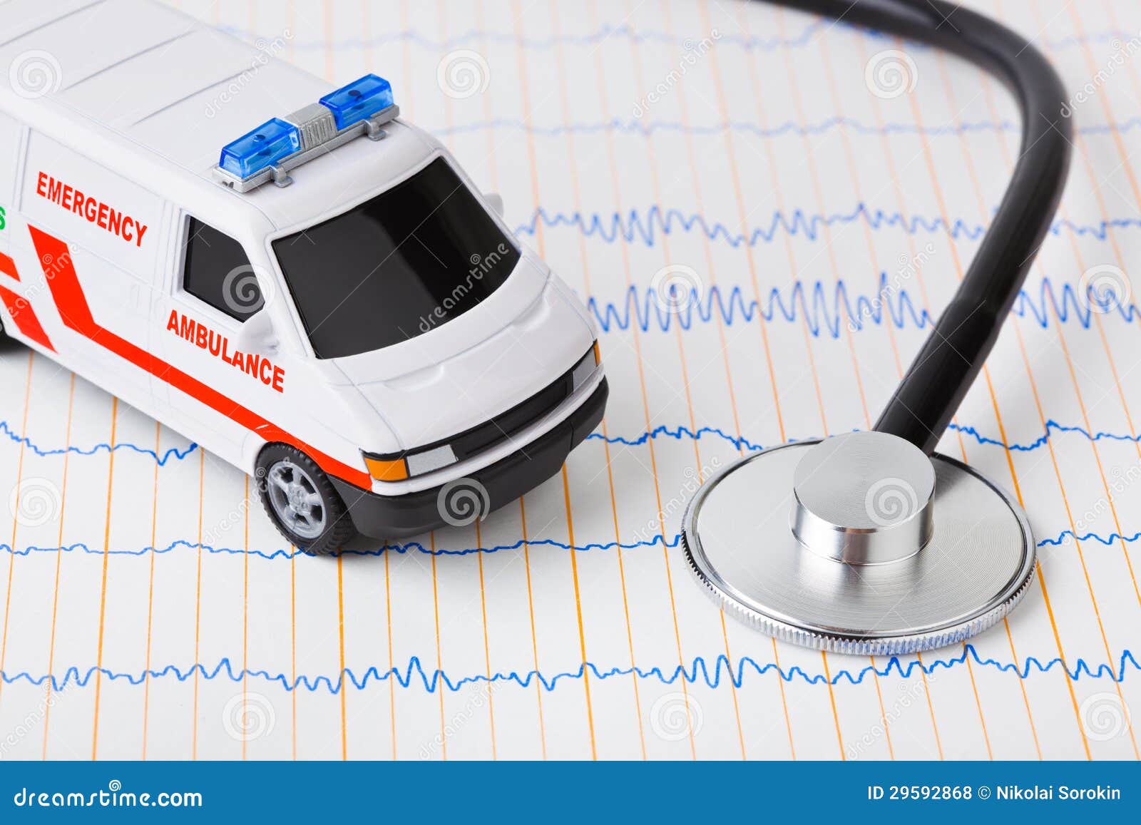 Stethoscope and Ambulance Car on Ecg Stock Photo - Image of pulse ...