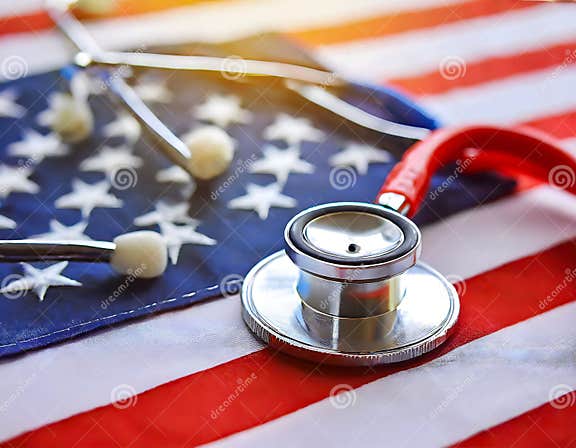 Stethoscope on American Flag. Healthcare in America Stock Image - Image ... Stethoscope on American Flag. Healthcare in America Stock Image - Image ...