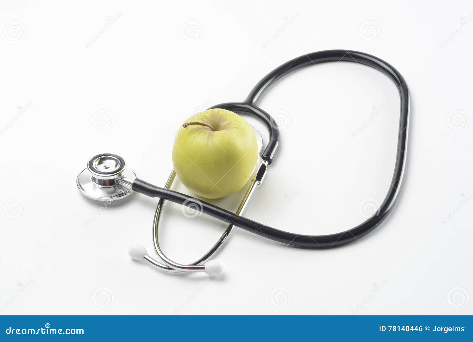 Stethoscope and apple stock photo. Image of headset, interior - 78140446