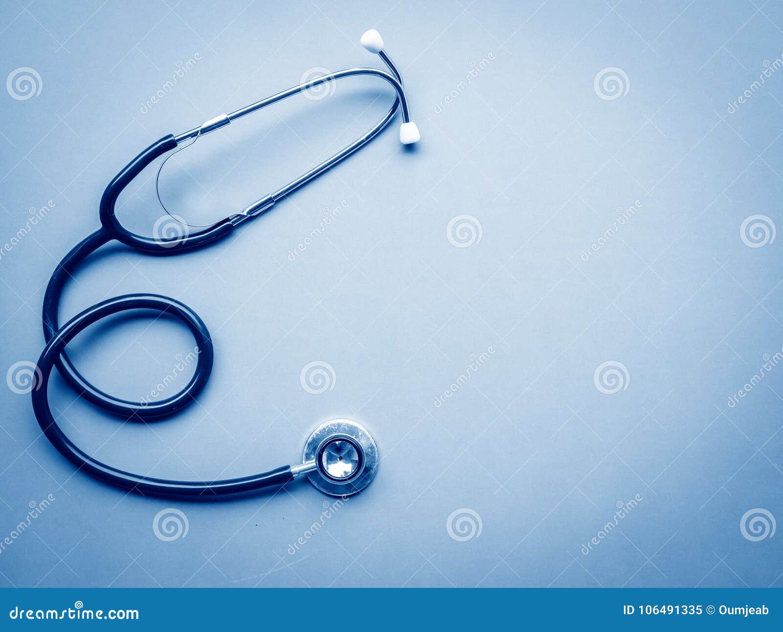 Stethoscope on Blue Background Copy Space Stock Image - Image of ...