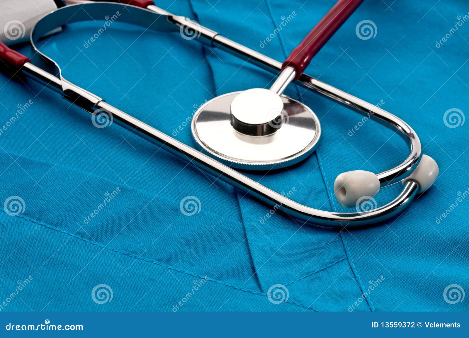 A Stethoscope on Blue Doctor S Scrubs Stock Photo - Image of color ...
