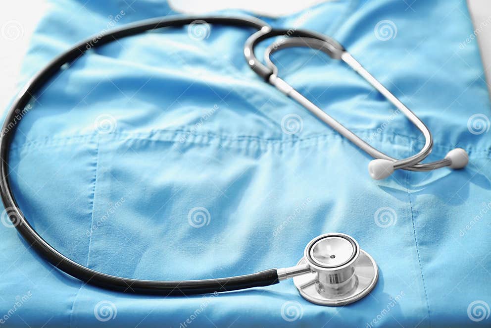 Stethoscope on Blue Doctor S Uniform Stock Photo - Image of uniform ...