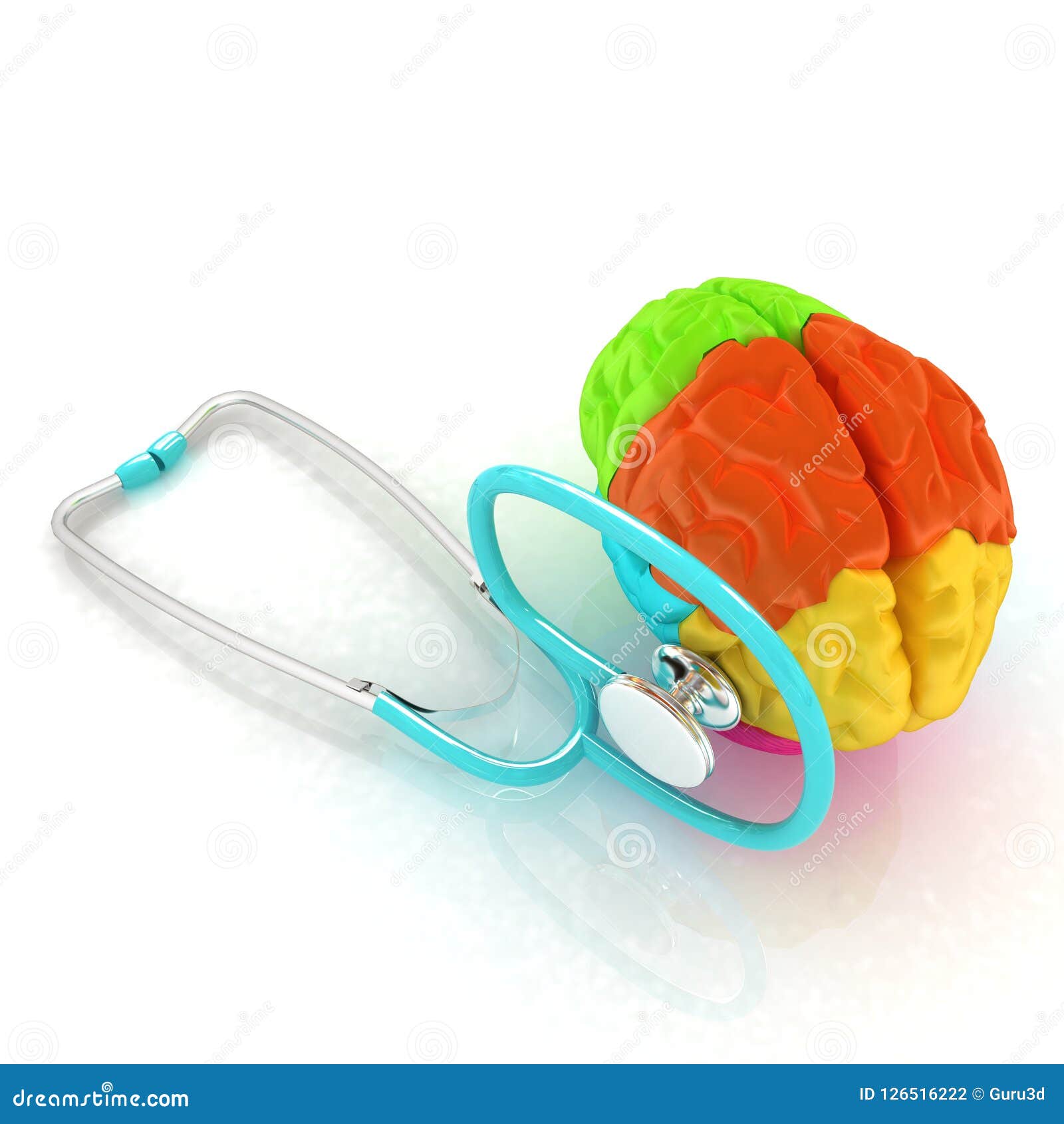 The Stethoscope and Brain. 3d Illustration Stock Illustration ...