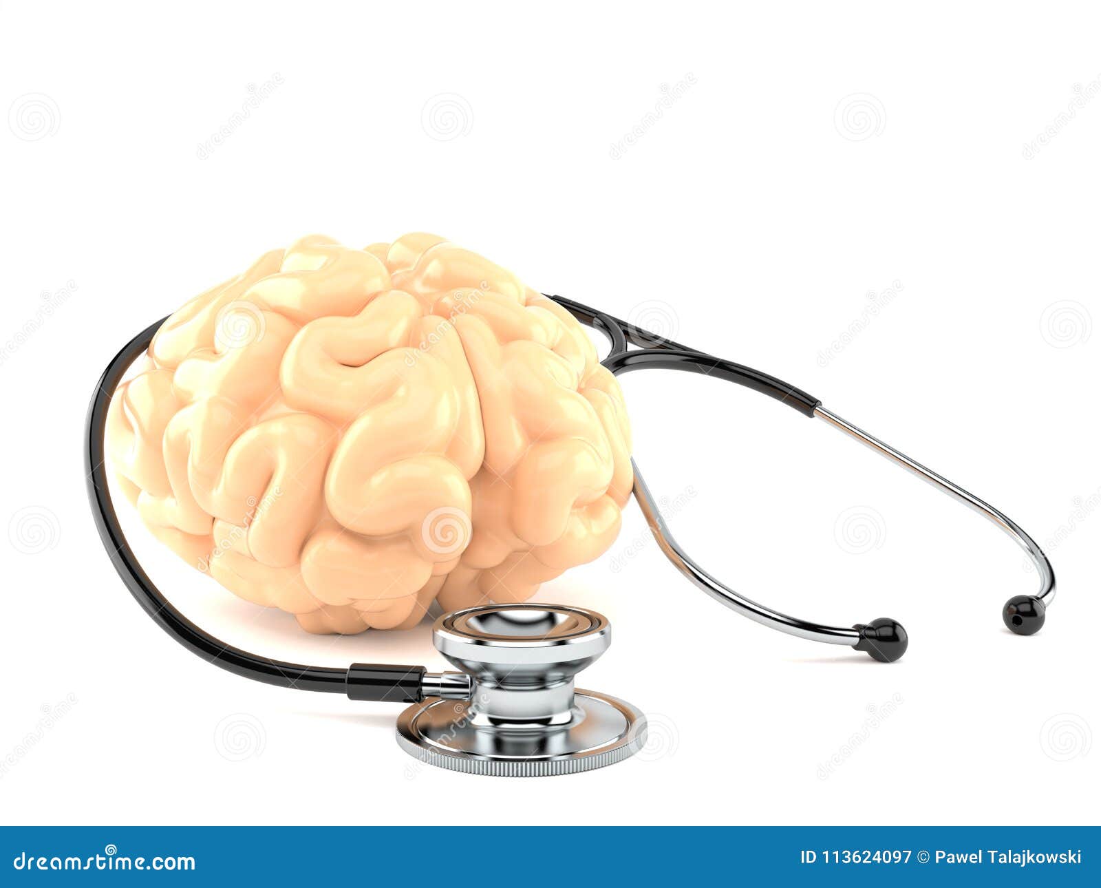 Stethoscope with brain stock illustration. Illustration of care - 113624097
