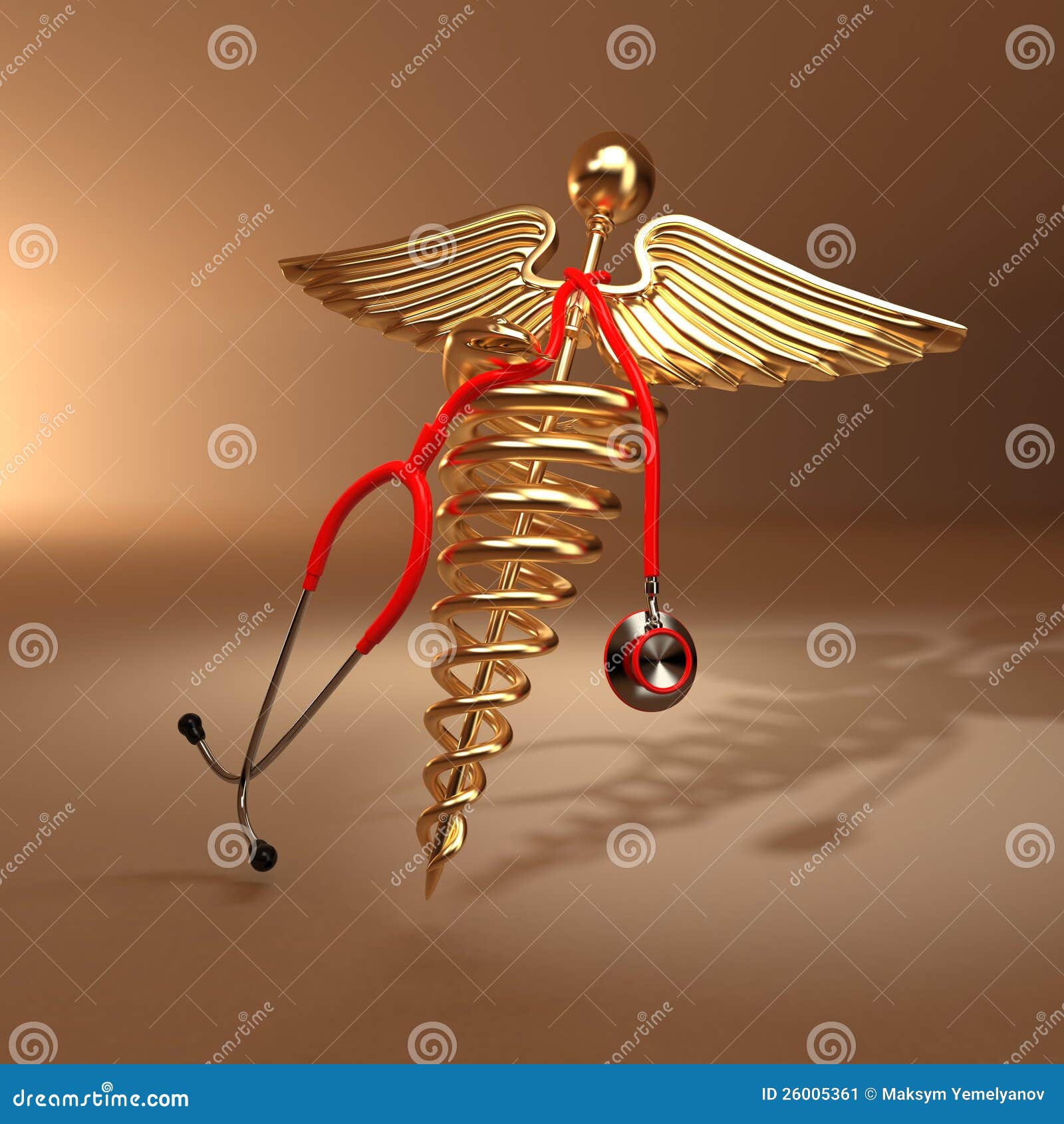 Stethoscope, Caduceus Symbol And Cardiogram Royalty-Free Stock ...