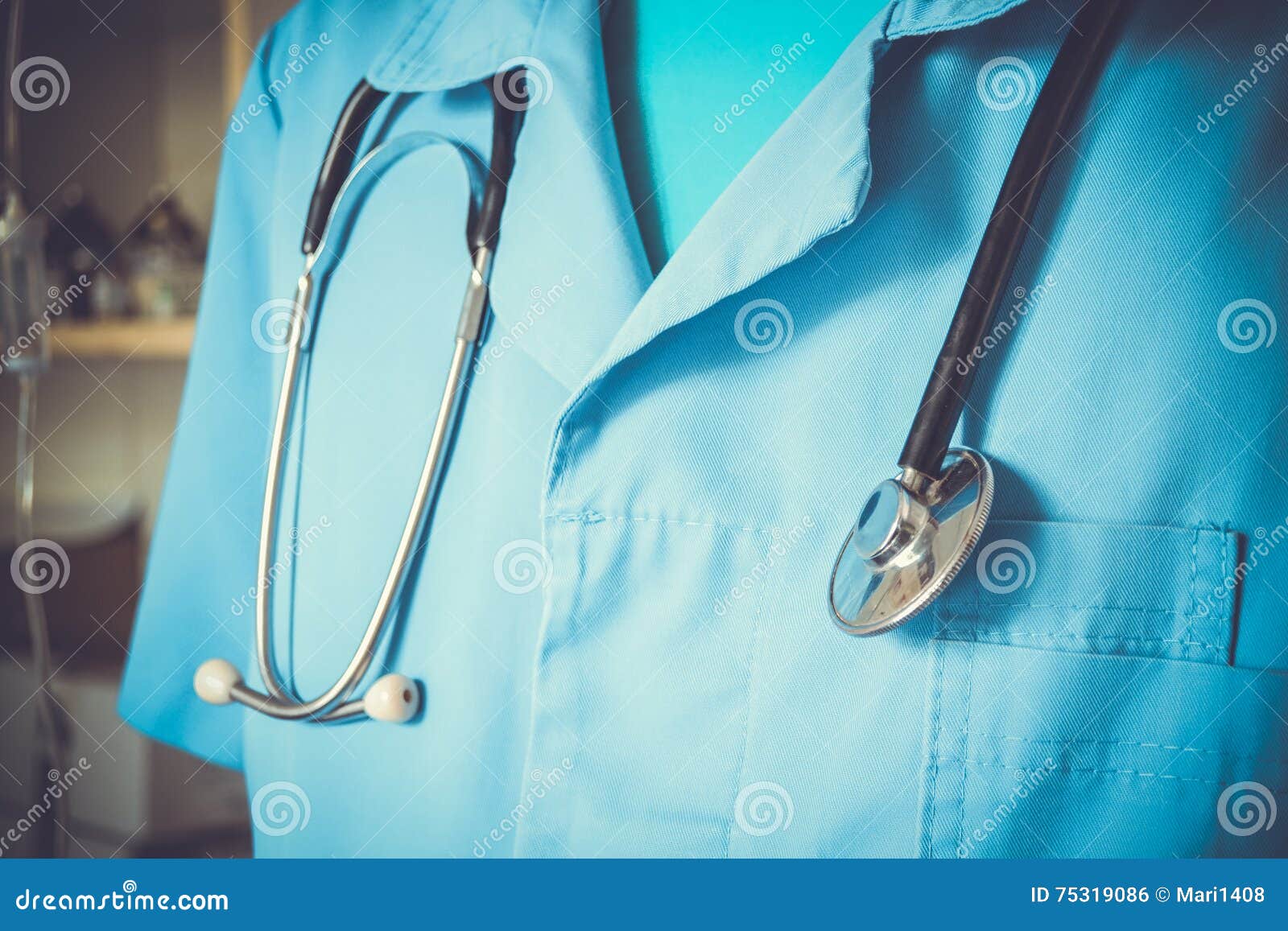 Stethoscope on the Chest of Medical Doctor Stock Photo - Image of ...