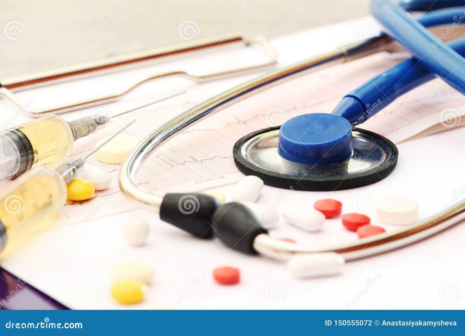 A Stethoscope and a Clipboard for Notes As a Medical Check Concept ...