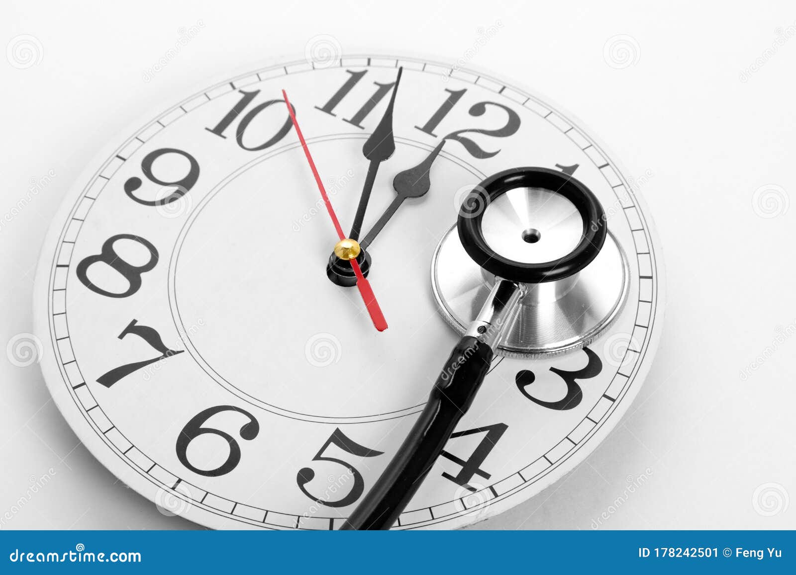 Stethoscope and Clock stock image. Image of medicine - 178242501
