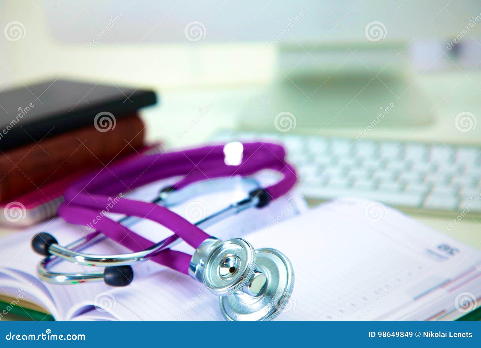 Stethoscope and Computer on a Desk in the Office Stock Image - Image of ...
