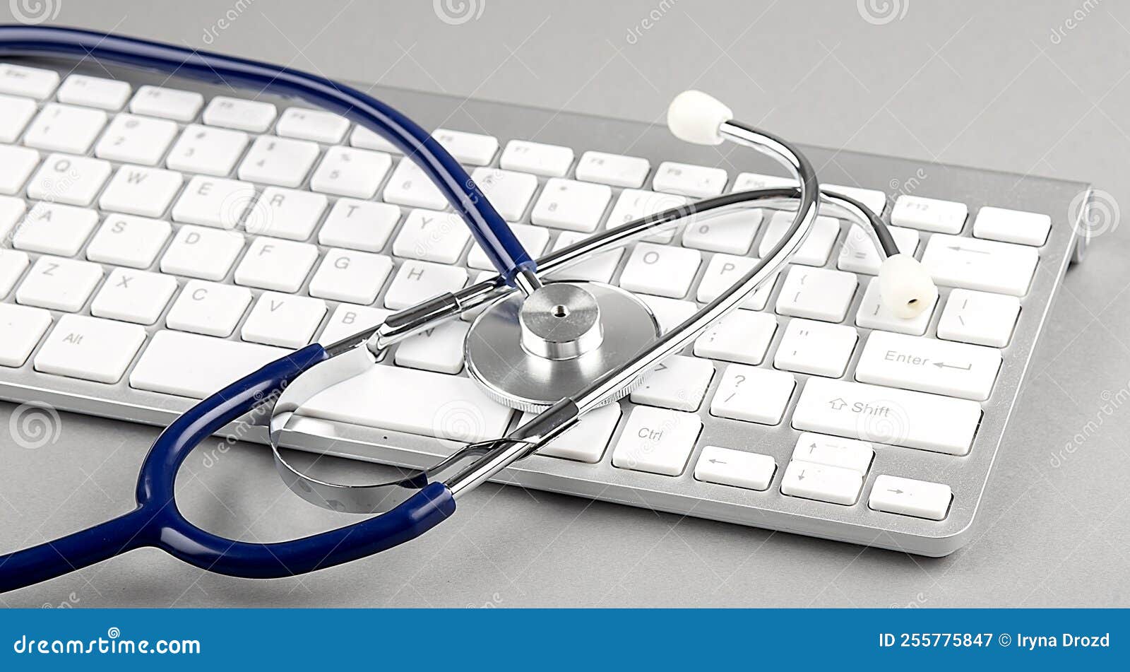 Stethoscope on Computer Keyboard on the Grey Backgroun Stock Image ...