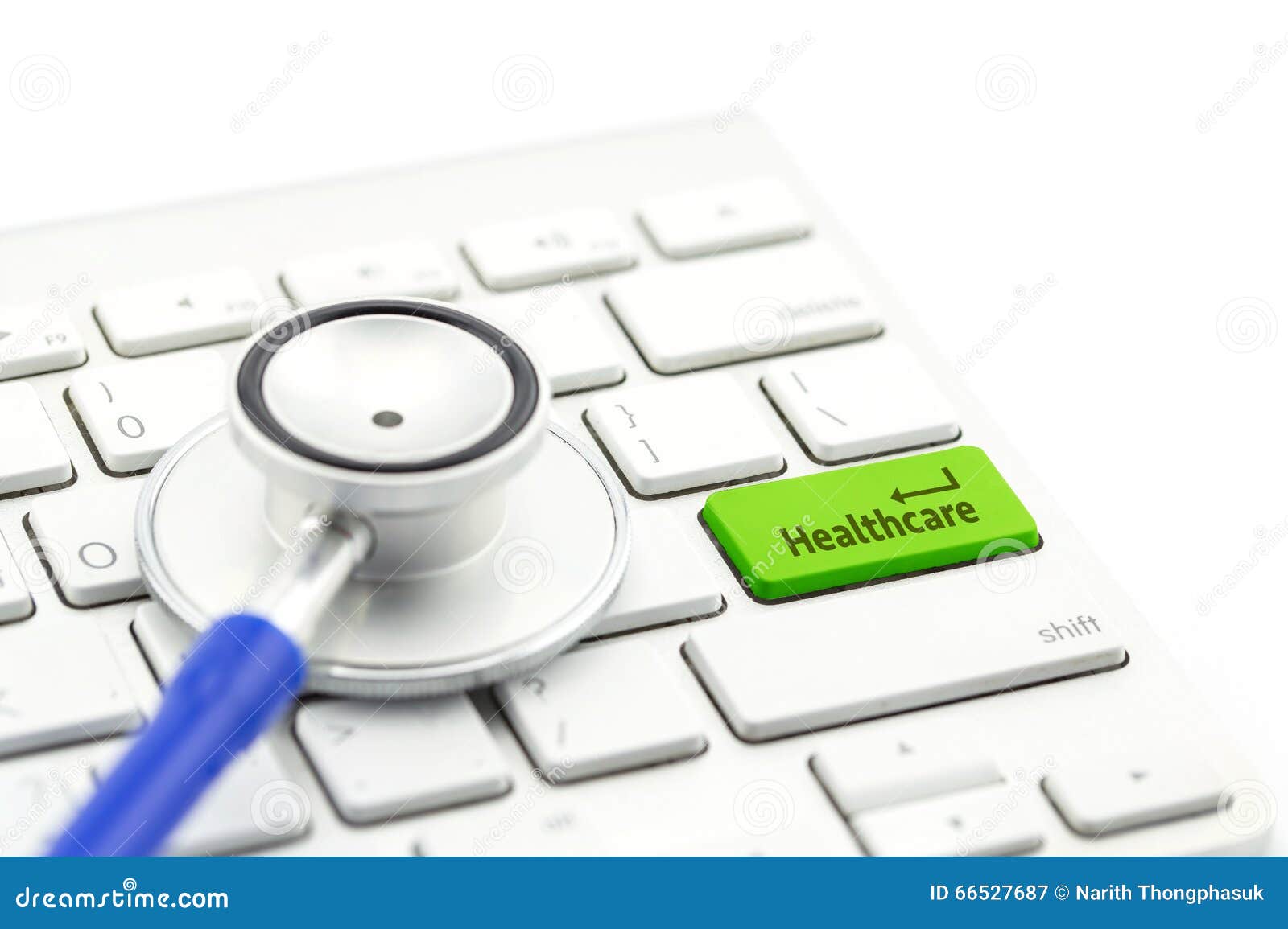 Stethoscope on Computer Keyboard and Key Botton Stock Image - Image of ...