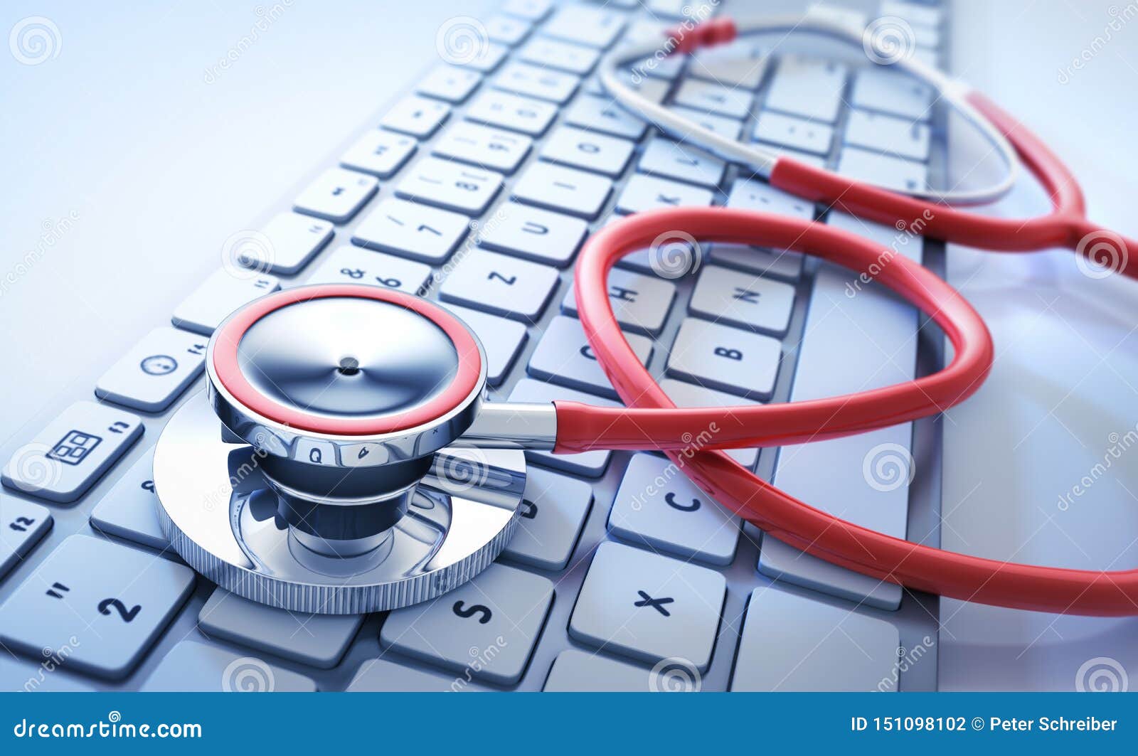 Stethoscope on a Computer Keyboard Stock Illustration - Illustration of ...
