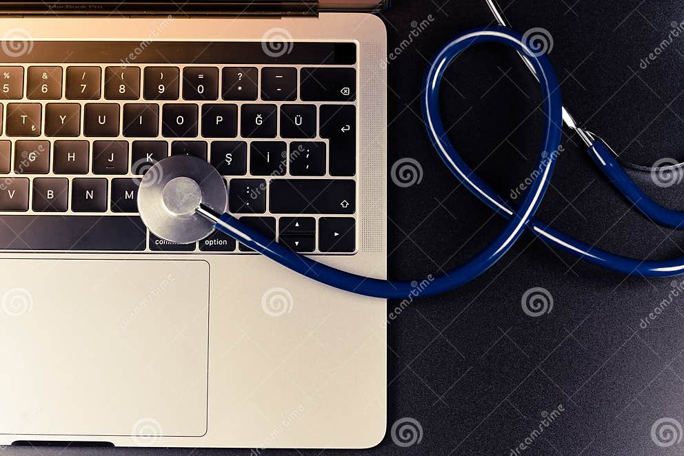 Stethoscope and computer stock image. Image of healthy - 133134521