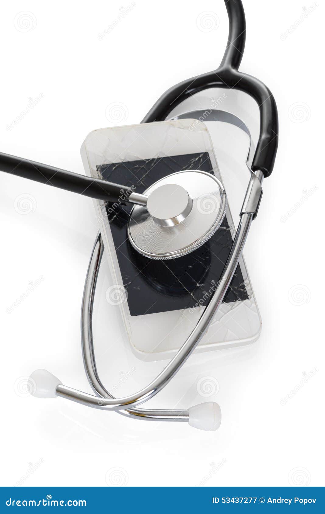 Stethoscope with Cracked Mobile Screen Stock Image - Image of digital ...