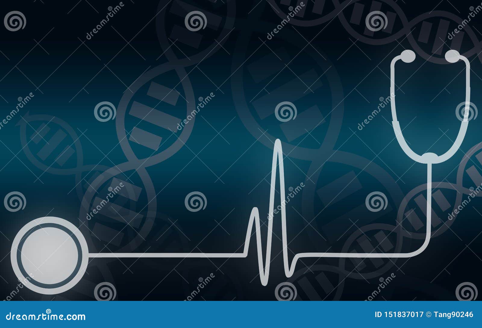 Stethoscope with DNA Structure Background Stock Illustration ...