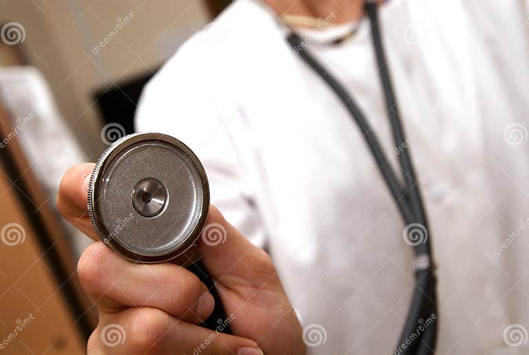 Stethoscope on Doctor in White Lab Coat Stock Photo - Image of checkup ...