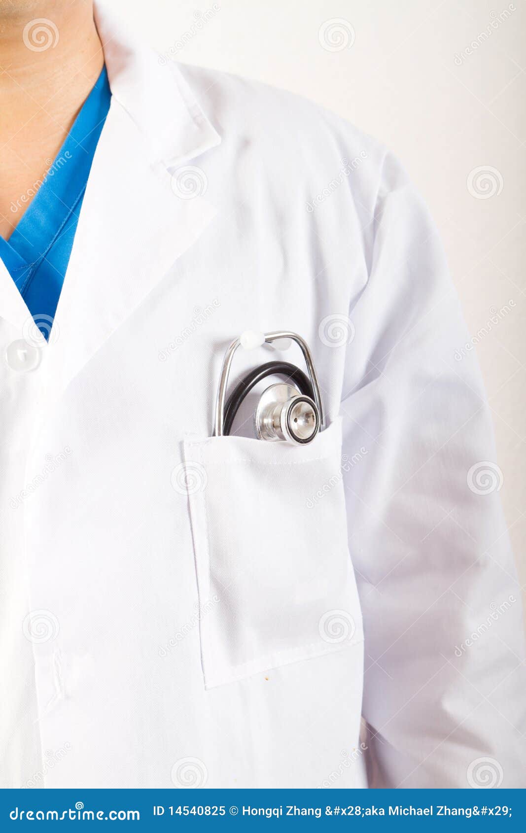 Stethoscope in Doctors Pocket Stock Image - Image of white, shot: 14540825