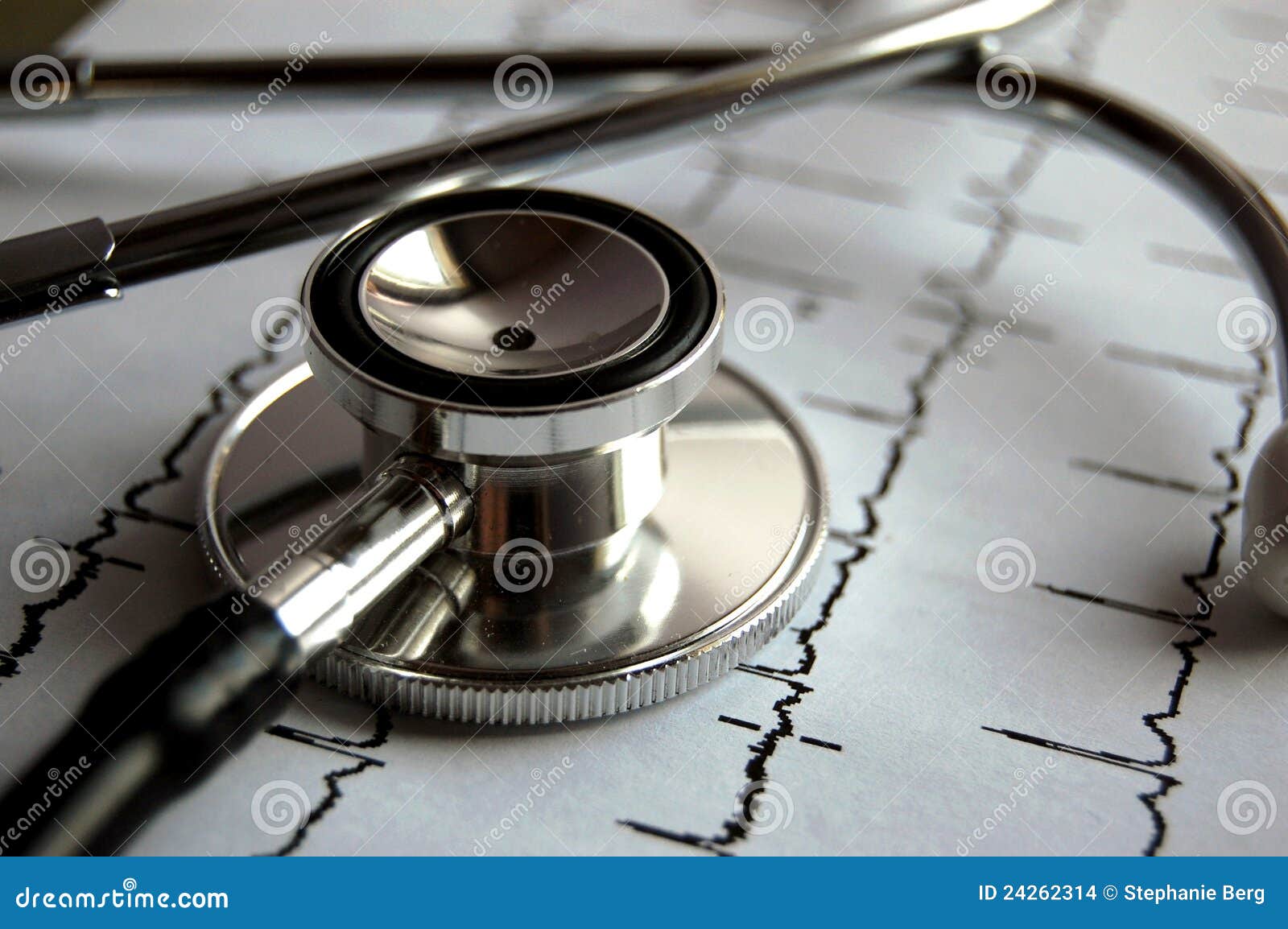 Stethoscope and ECG stock photo. Image of objects, still - 24262314