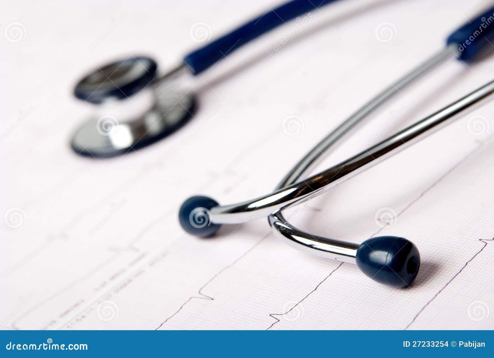 Stethoscope on ECG chart stock photo. Image of heart - 27233254