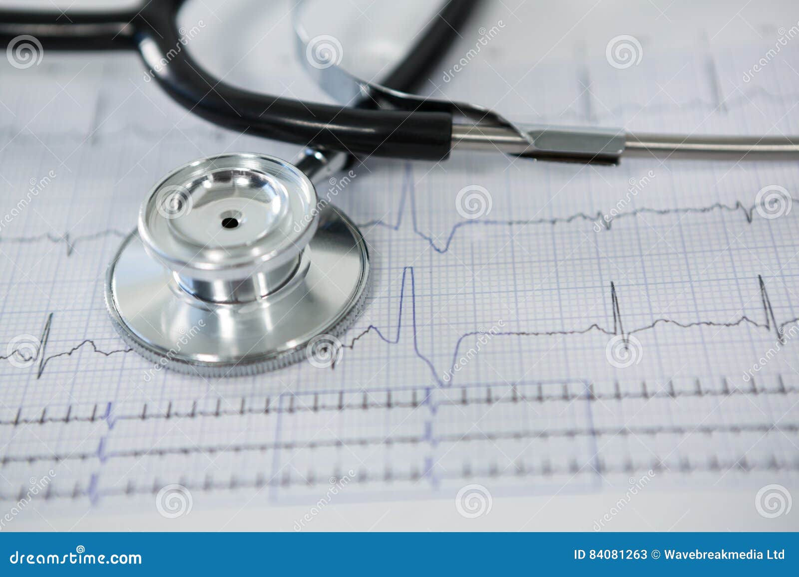 Stethoscope on ECG chart stock image. Image of healthy - 84081263