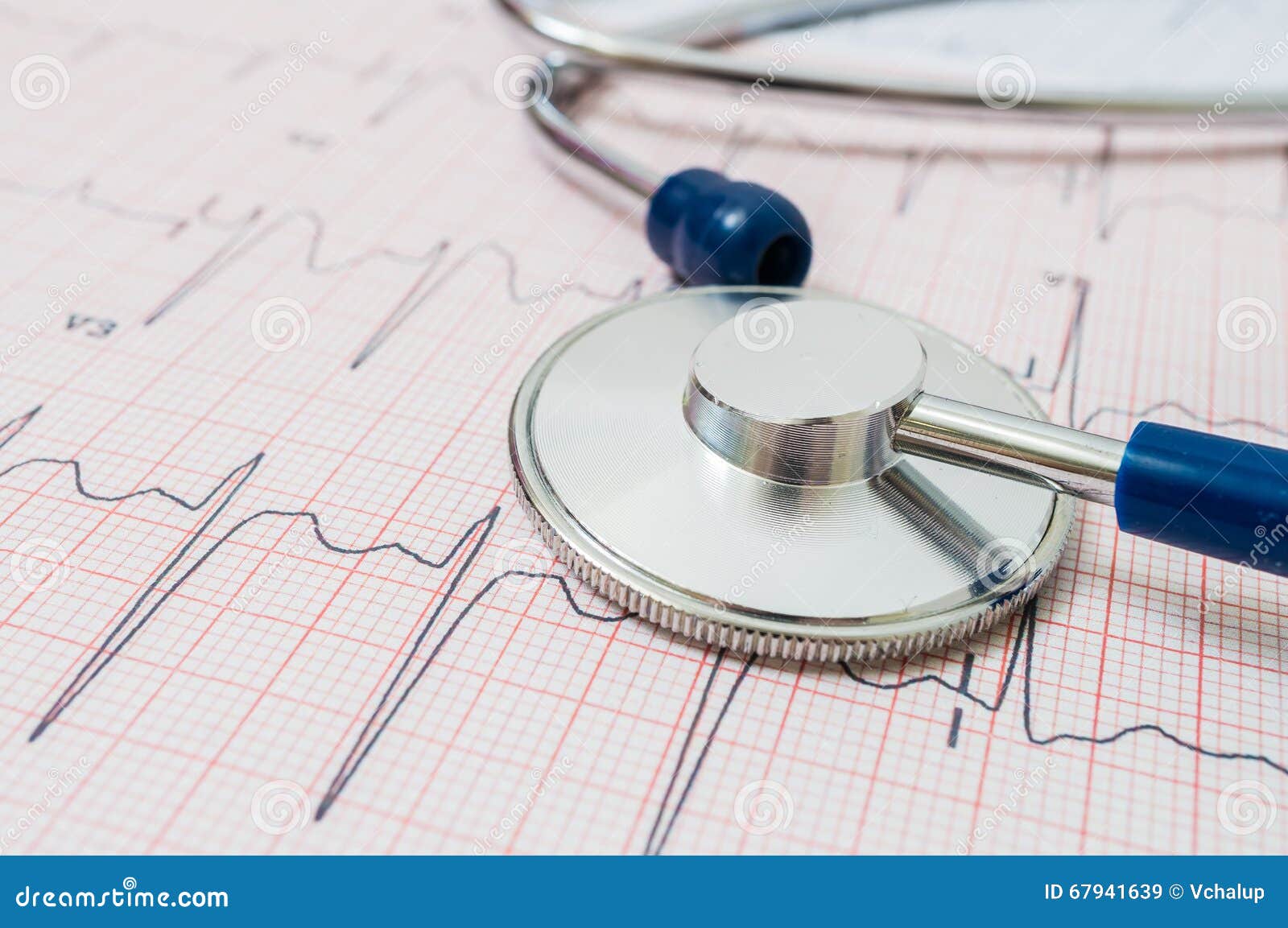 Stethoscope on ECG (electrocardiogram) Chart Stock Image - Image of ...