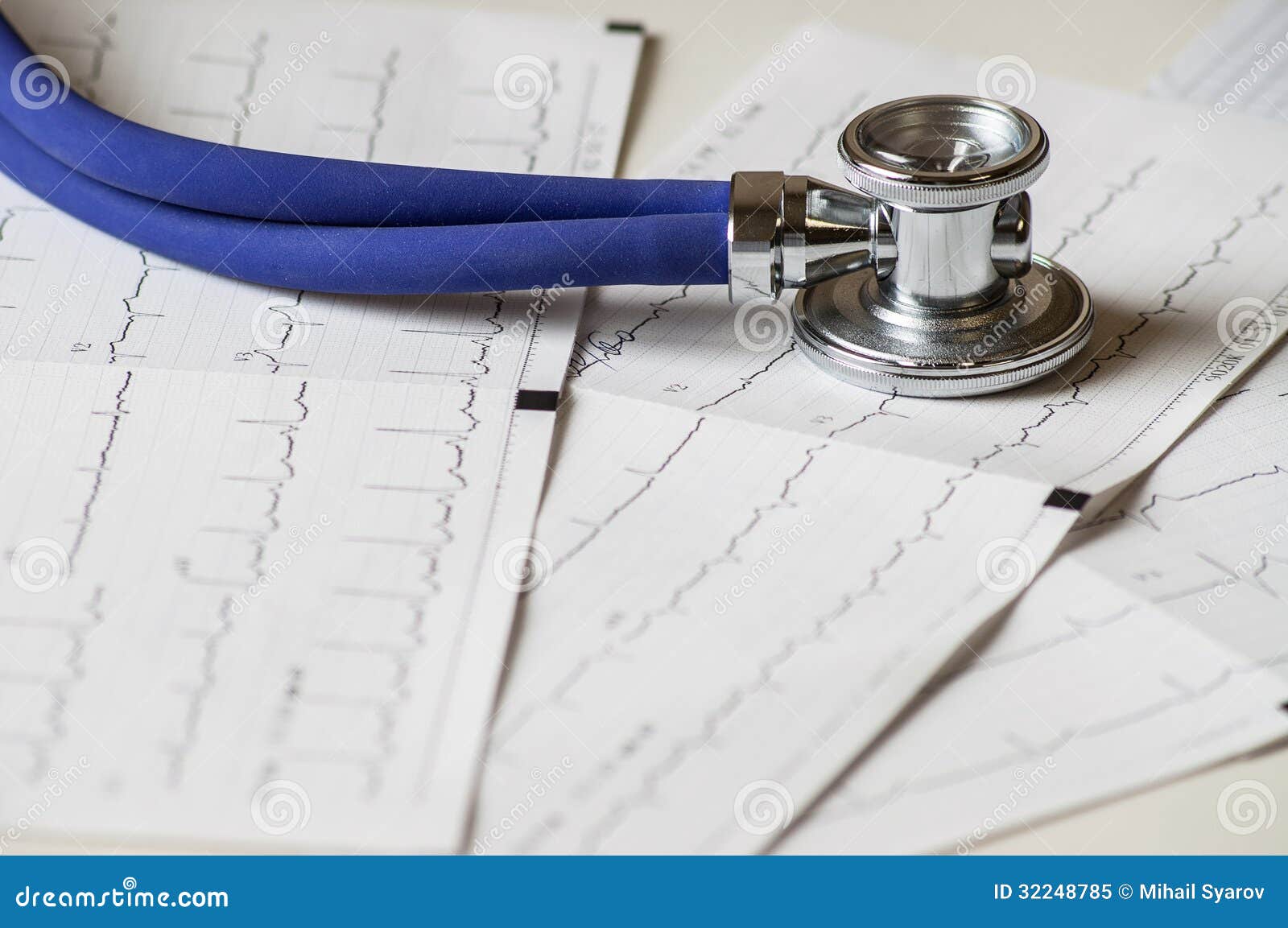 Stethoscope on ECG stock image. Image of diagnose, medicine - 32248785