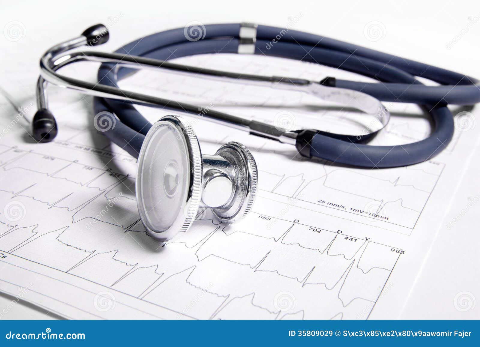 Stethoscope and ECG stock image. Image of studio, healthcare - 35809029