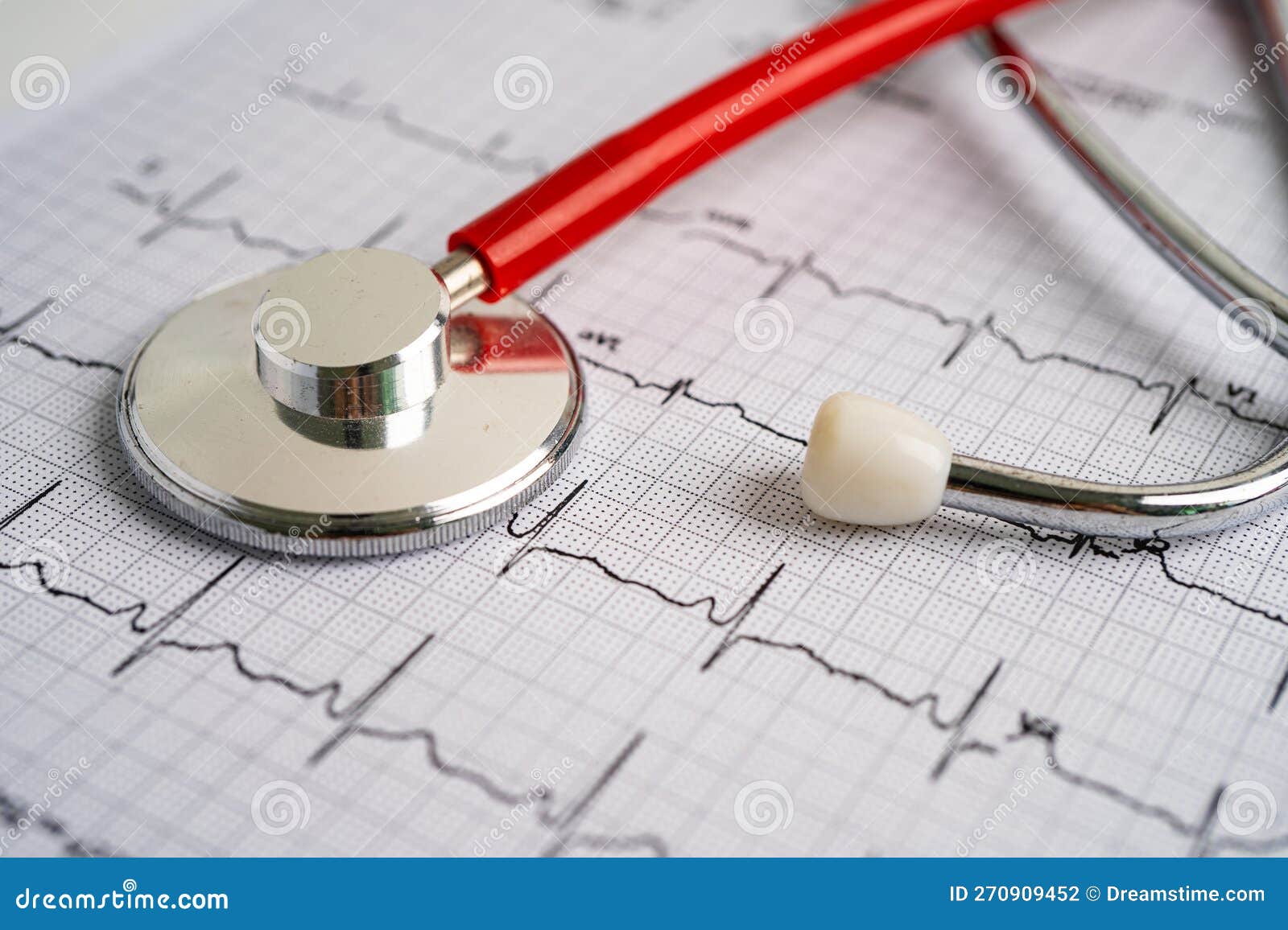 Stethoscope on Electrocardiogram ECG, Heart Wave, Heart Attack ...