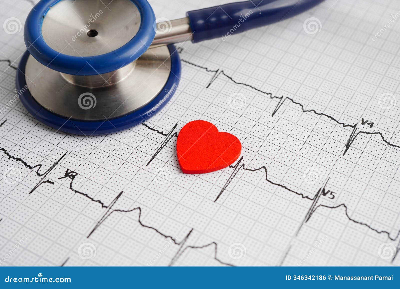 Stethoscope on Electrocardiogram (ECG), Heart Wave, Heart Attack ...