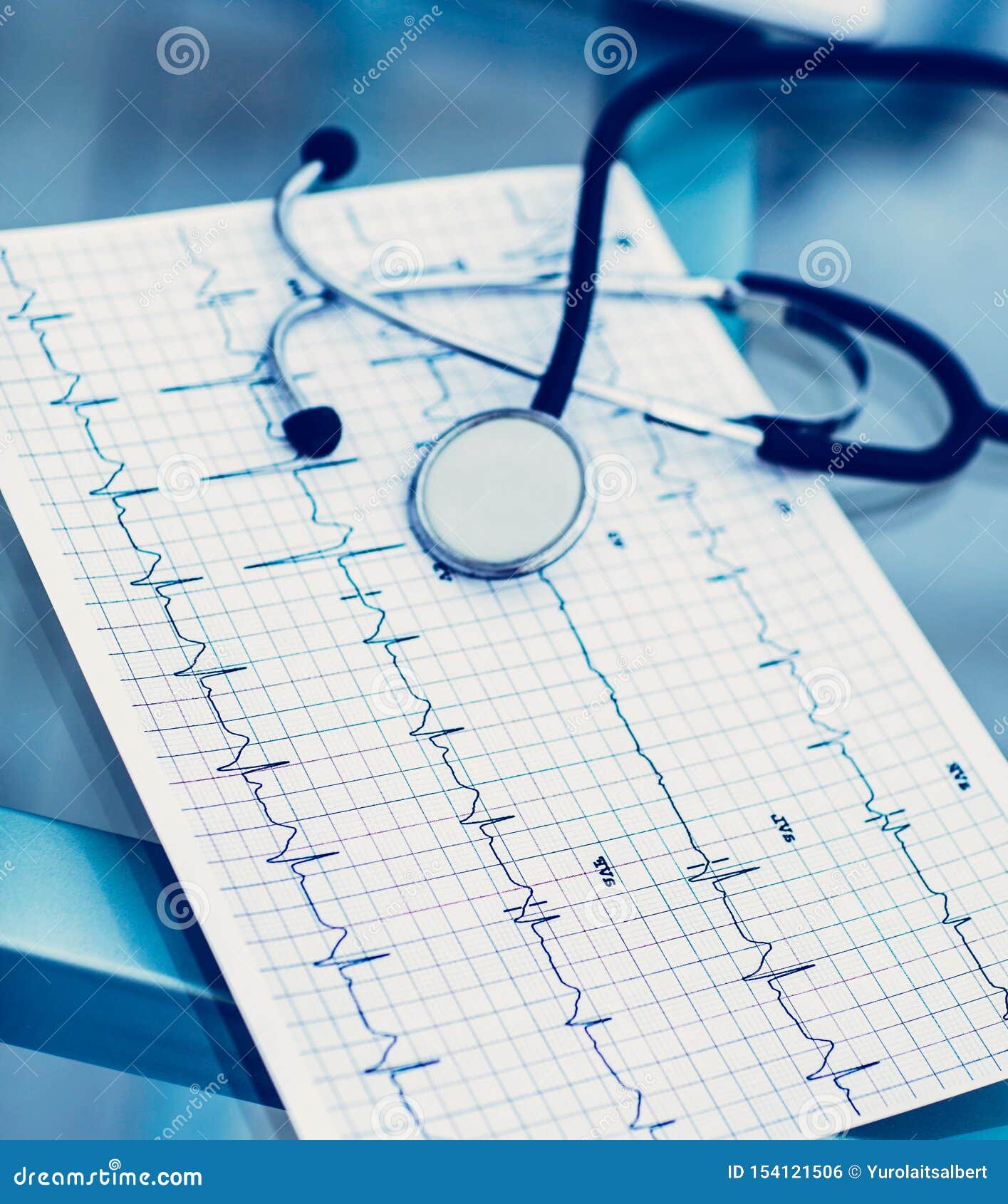 Stethoscope and Electrocardiogram on the Table from the Therapi Stock ...