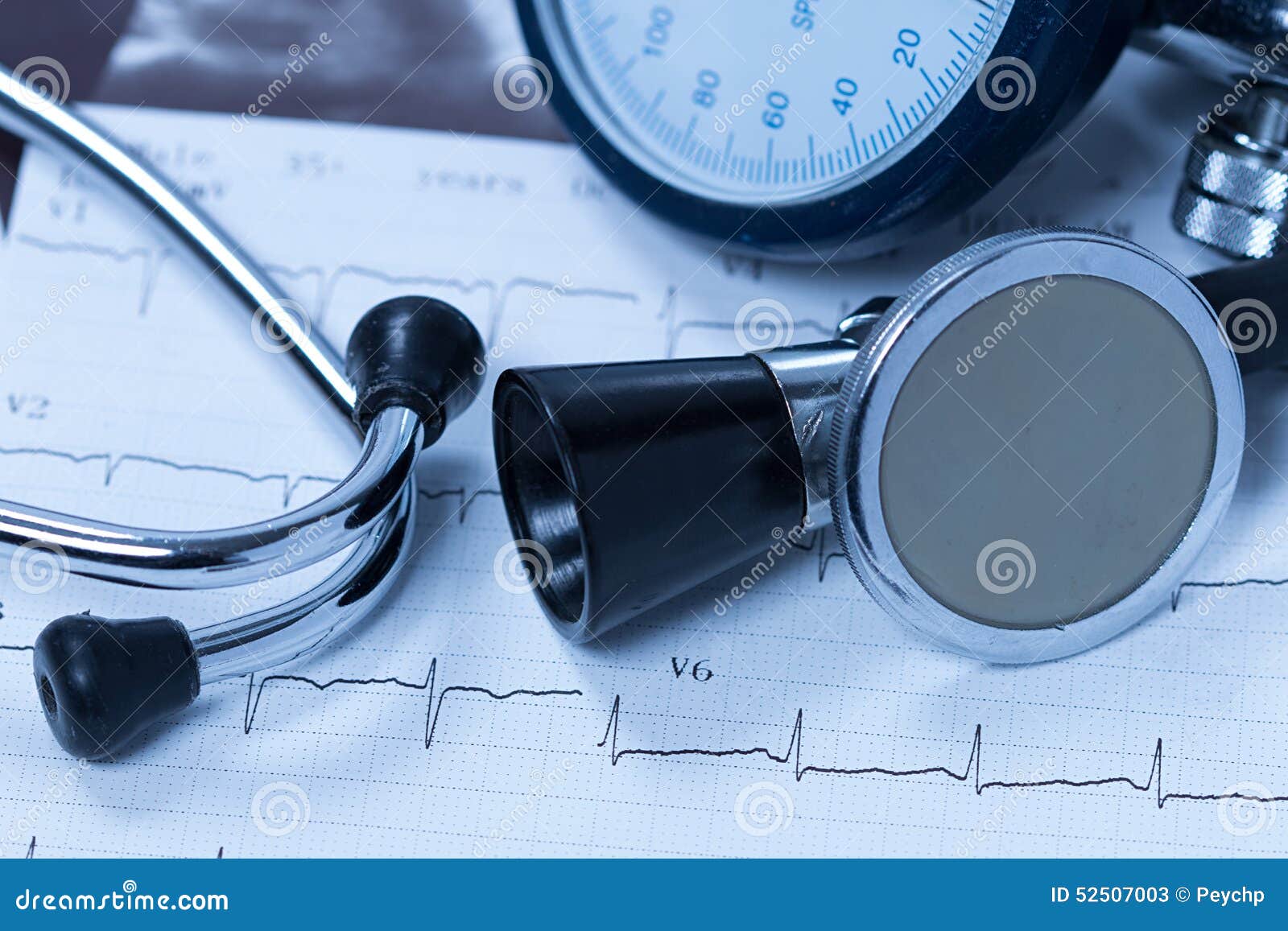 Stethoscope and Electrocardiogram Stock Image - Image of ...