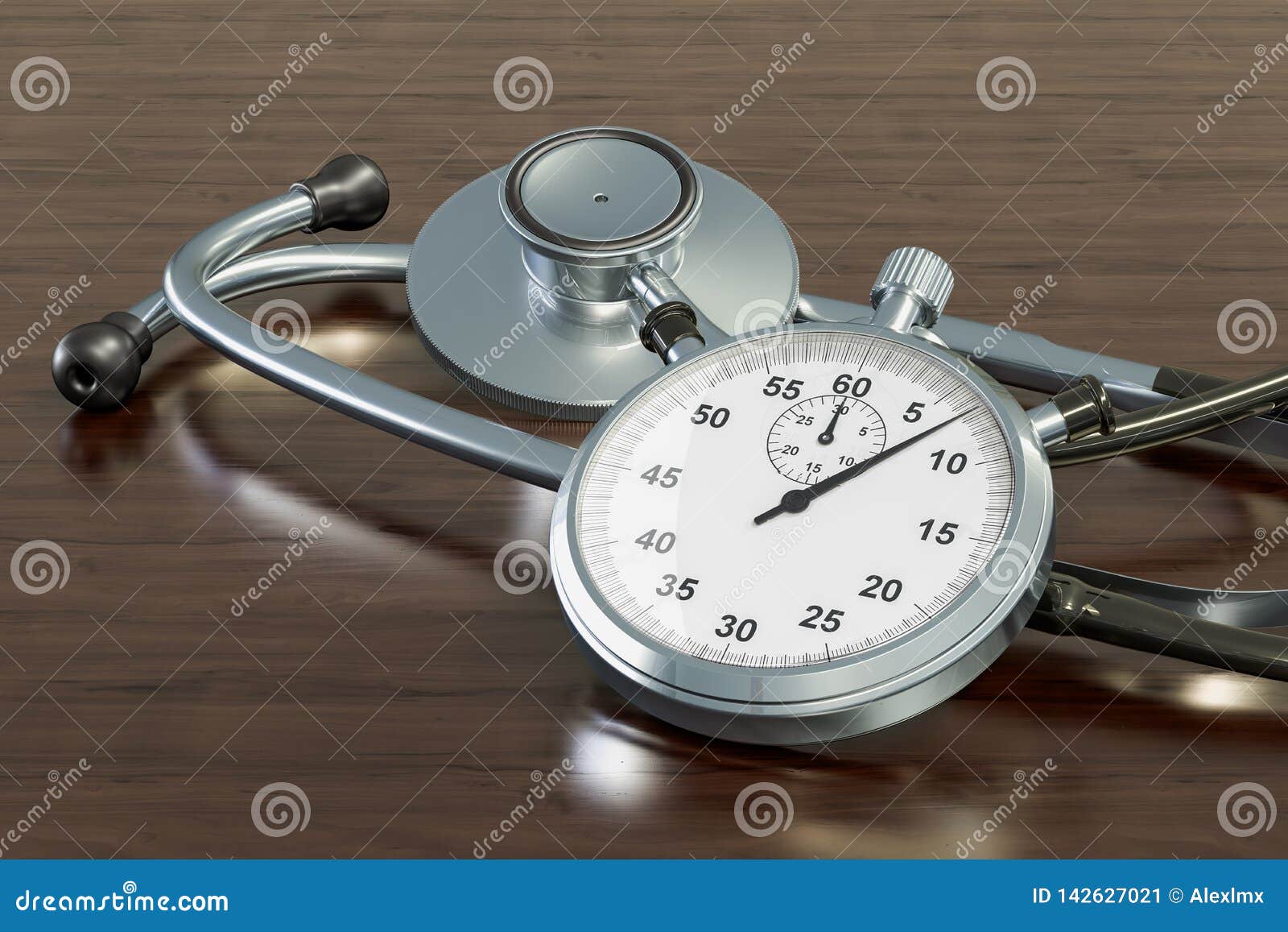 Stethoscope with Stopwatch, 3D Rendering Stock Illustration ...