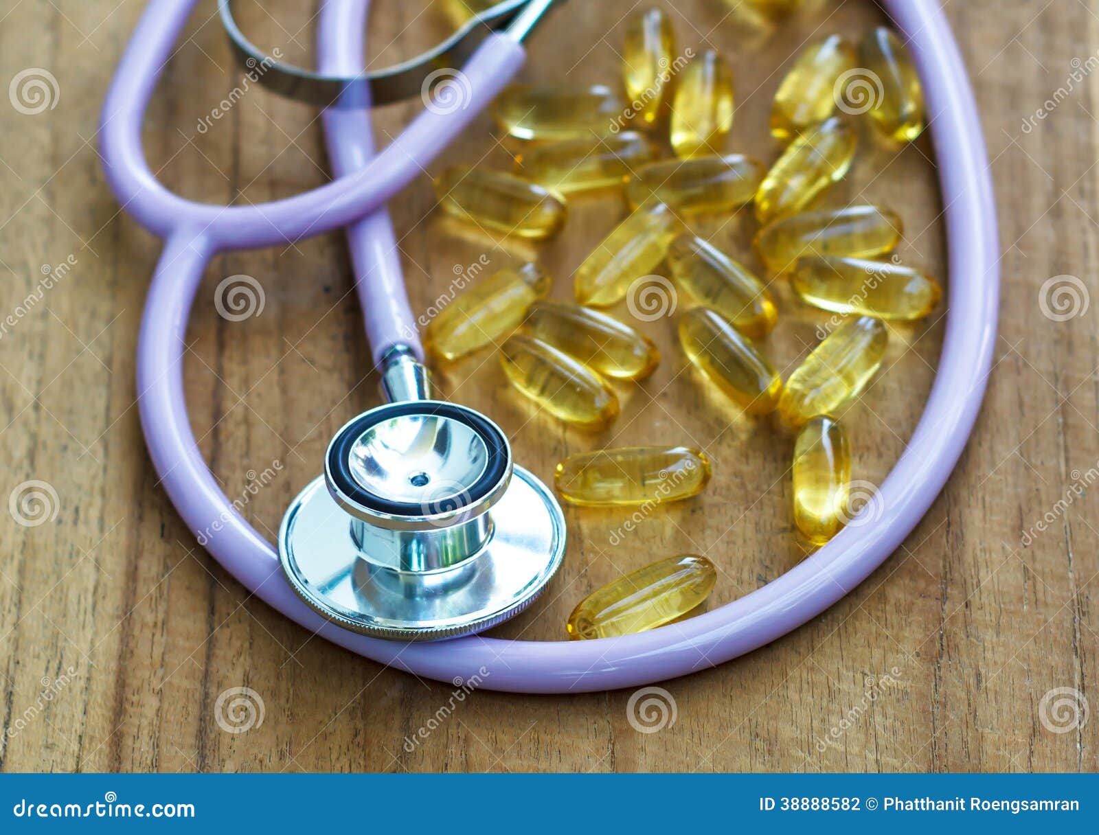 Stethoscope with fish oil stock photo. Image of doctor - 38888582